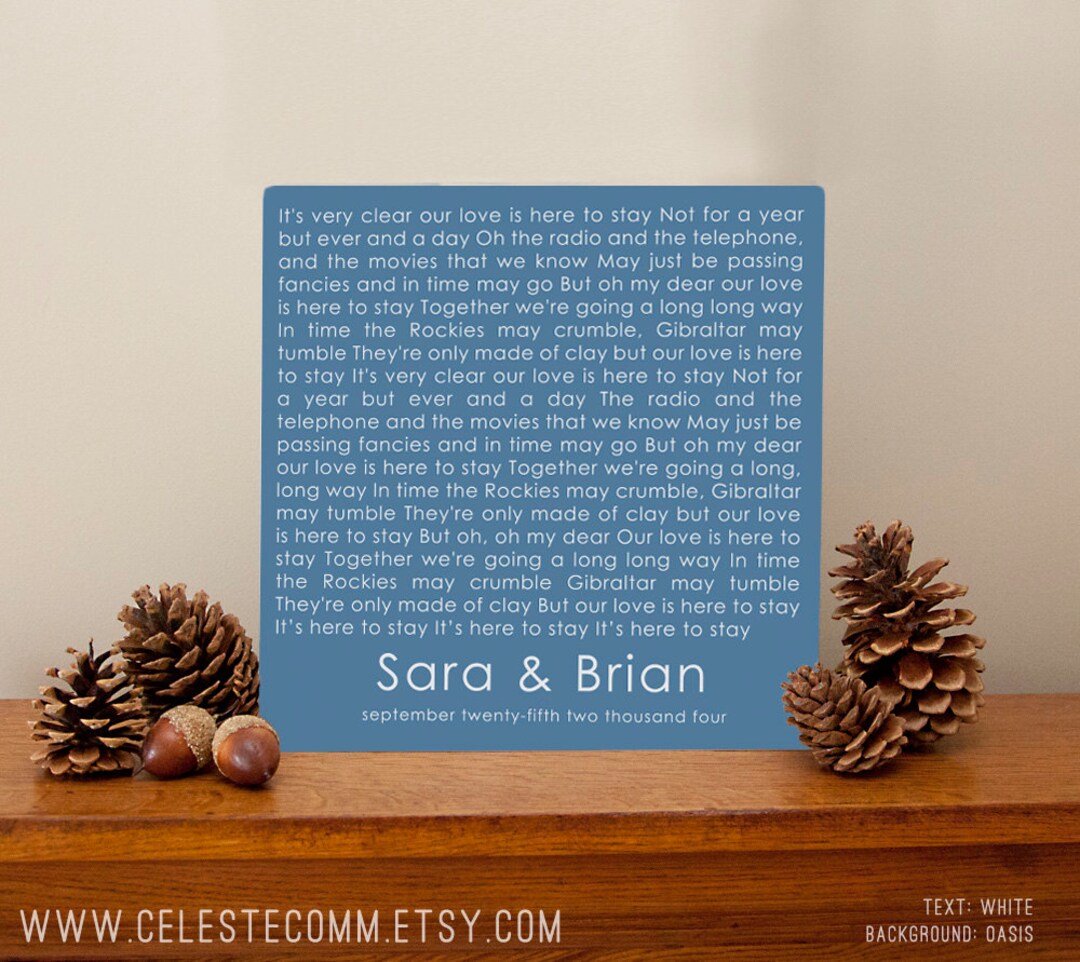 Modern First Dance Song Lyrics Metal Sign Wall Art Print - Wedding Gift ...