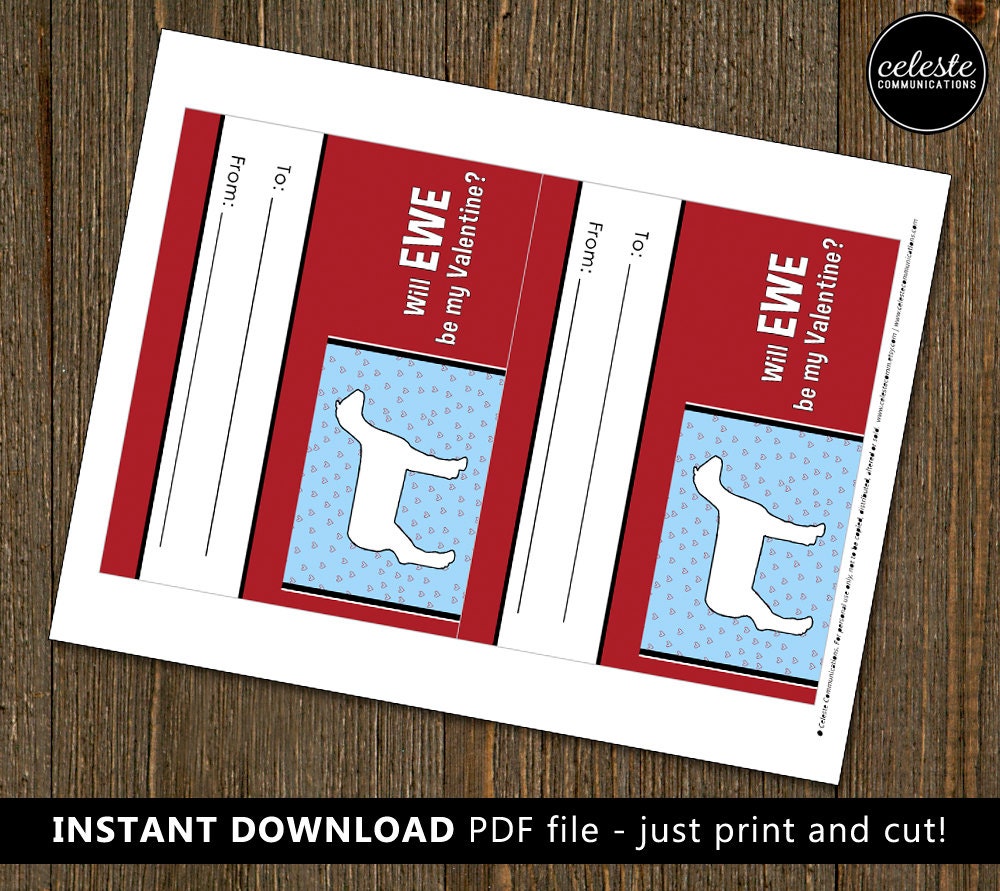 PRINTABLE Sheep Valentine Treat Bag Toppers for Kids INSTANT DOWNLOAD ...