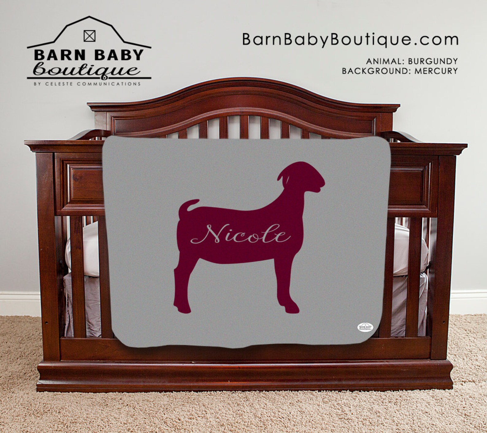 Personalized Show Goat Baby Name Blanket- Farm Nursery, Farm Animal ...