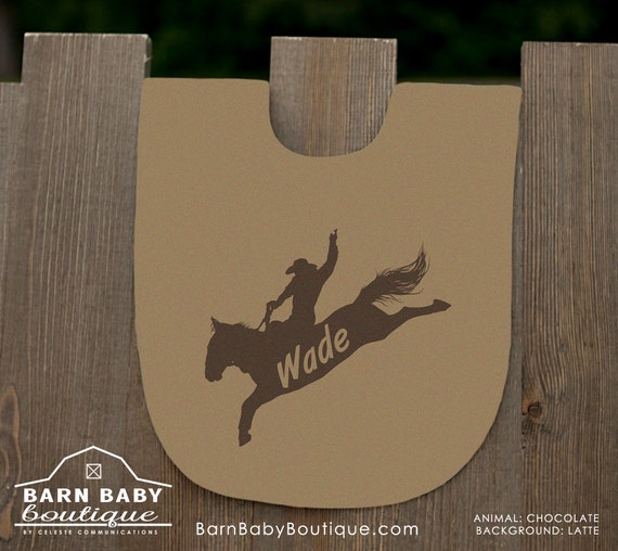 Personalized Bronc Rider Rodeo Baby Name Bib Cowboy Nursery | Etsy