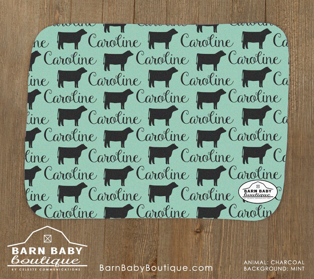 Personalized Show Steer Baby Burp Cloth - Farm Nursery, Fleece ...