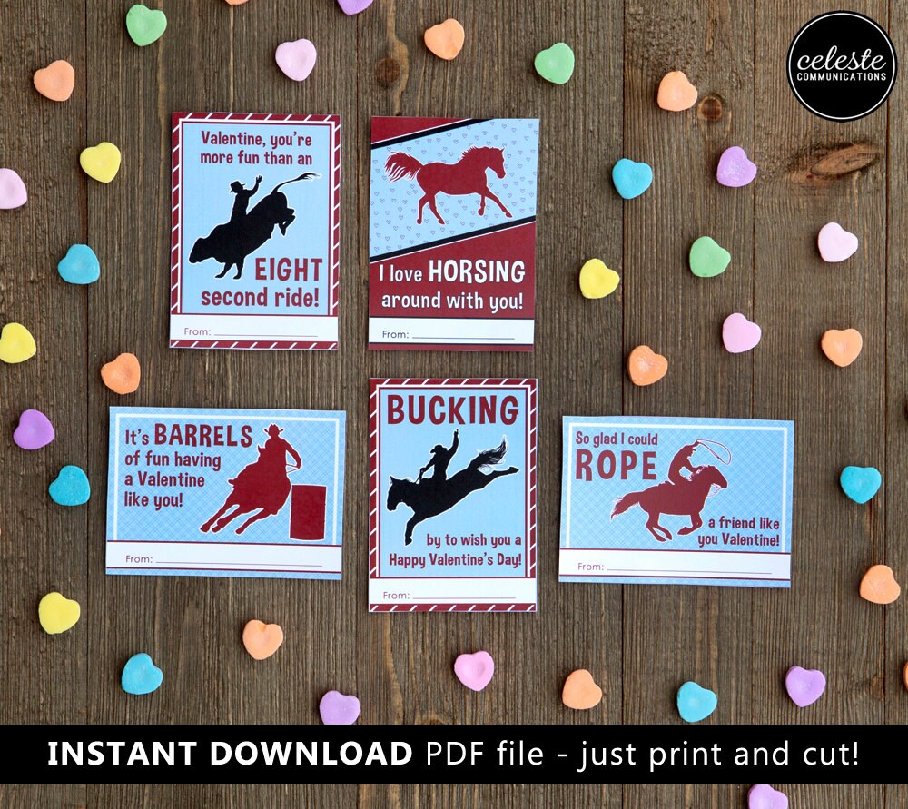 PRINTABLE Rodeo Assortment Valentine Cards for Kids INSTANT DOWNLOAD ...