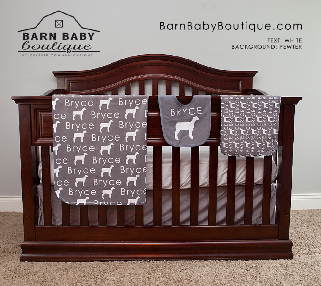 Personalized Show Sheep Baby Gift Set - Blanket, Burp Cloth and Bib ...