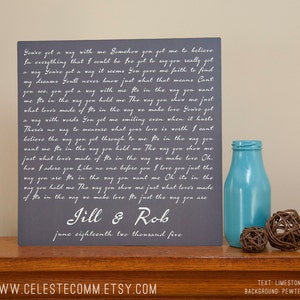 Script First Dance Song Lyrics Metal Sign Wall Art - Wedding Gift, 10 ...