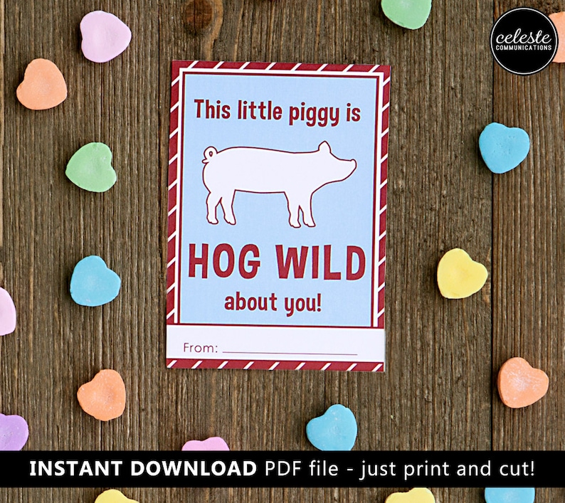 PRINTABLE Pig Valentine Card for Kids INSTANT DOWNLOAD - Valentine's ...