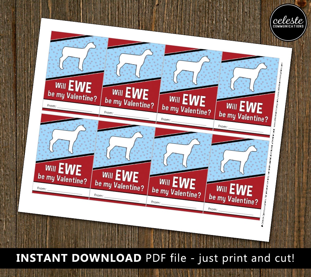 PRINTABLE Sheep Valentine Card for Kids INSTANT DOWNLOAD - Etsy