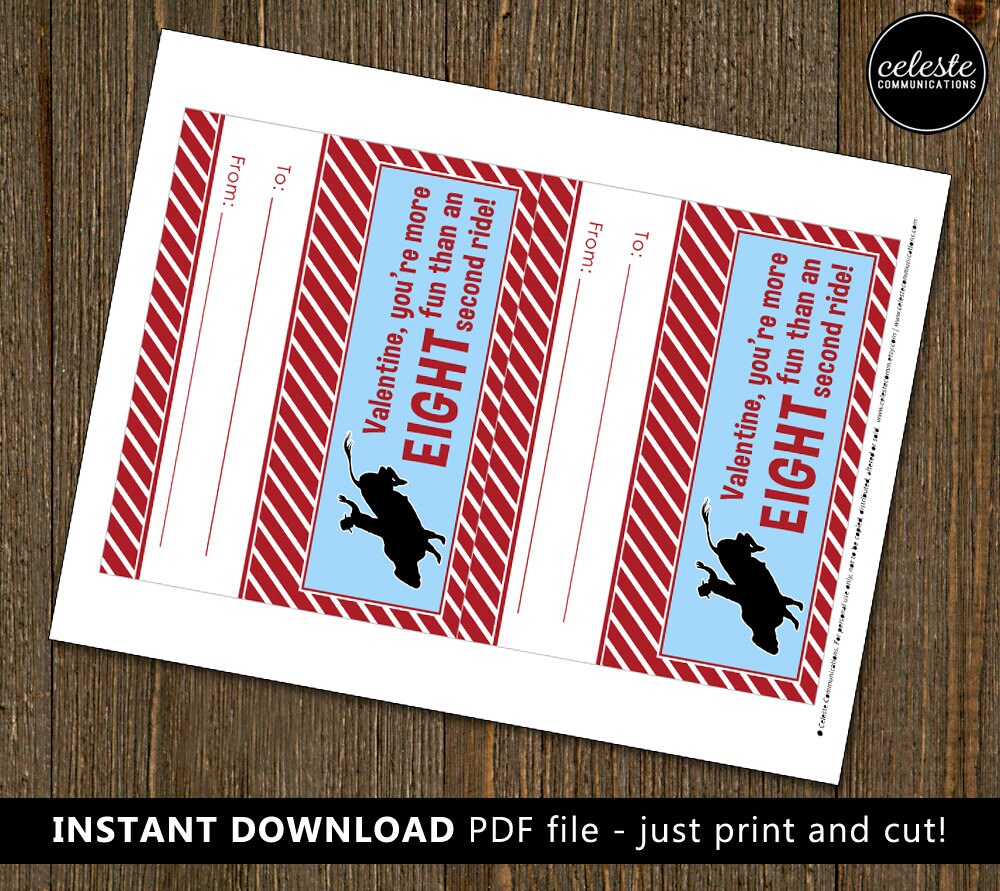 PRINTABLE Bull Riding Rodeo Valentine Treat Bag Toppers for Kids ...