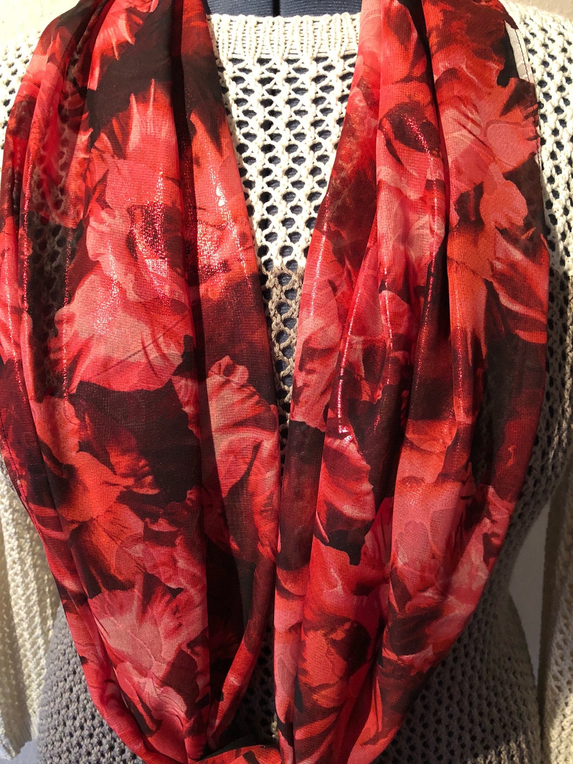 Evening Wear Scarf/ Chiffon Scarf/ Red Scarf /gift Idea/ - Etsy