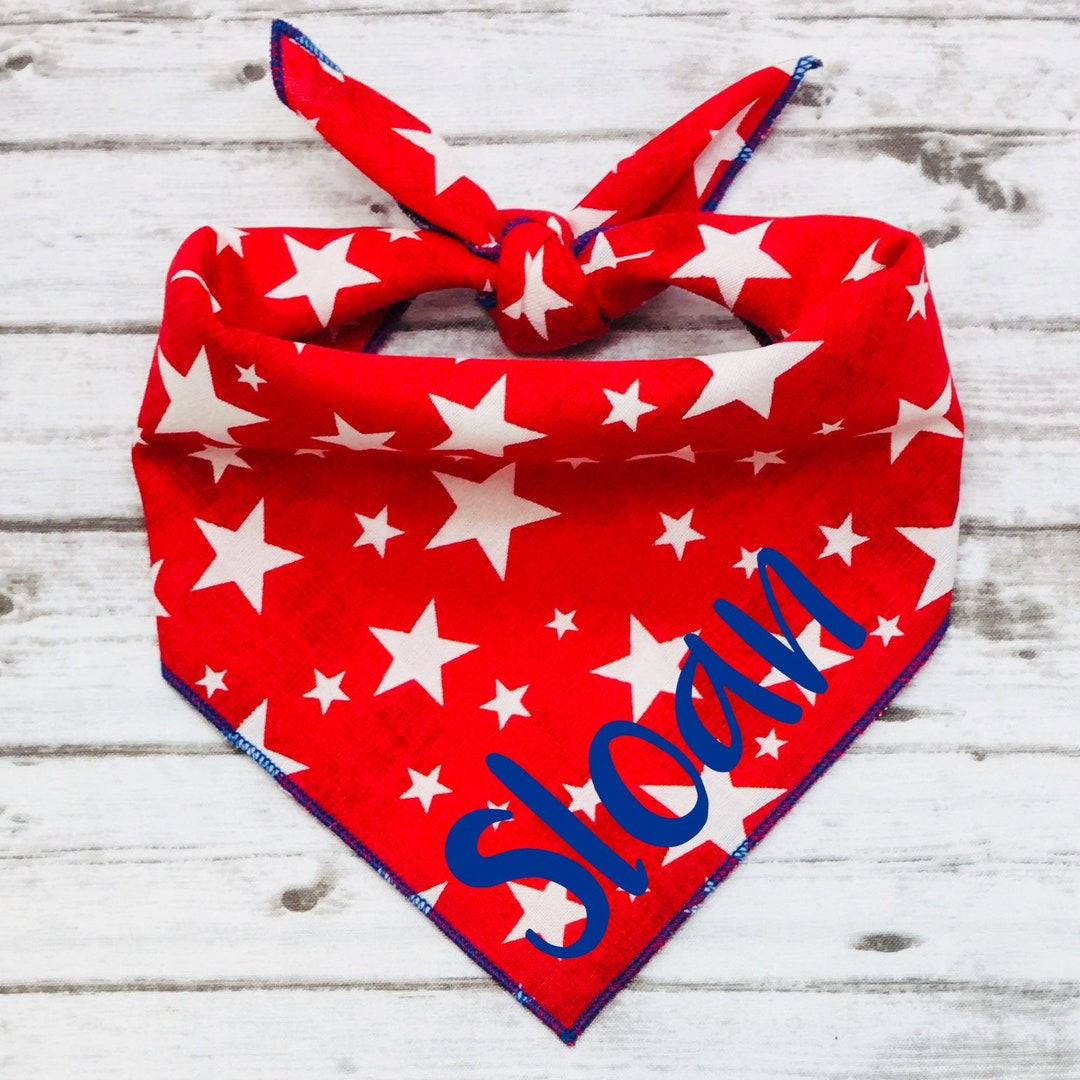USA Dog Bandana, Stars on Red Dog Bandana, Tie-on Bandana, Personalized ...