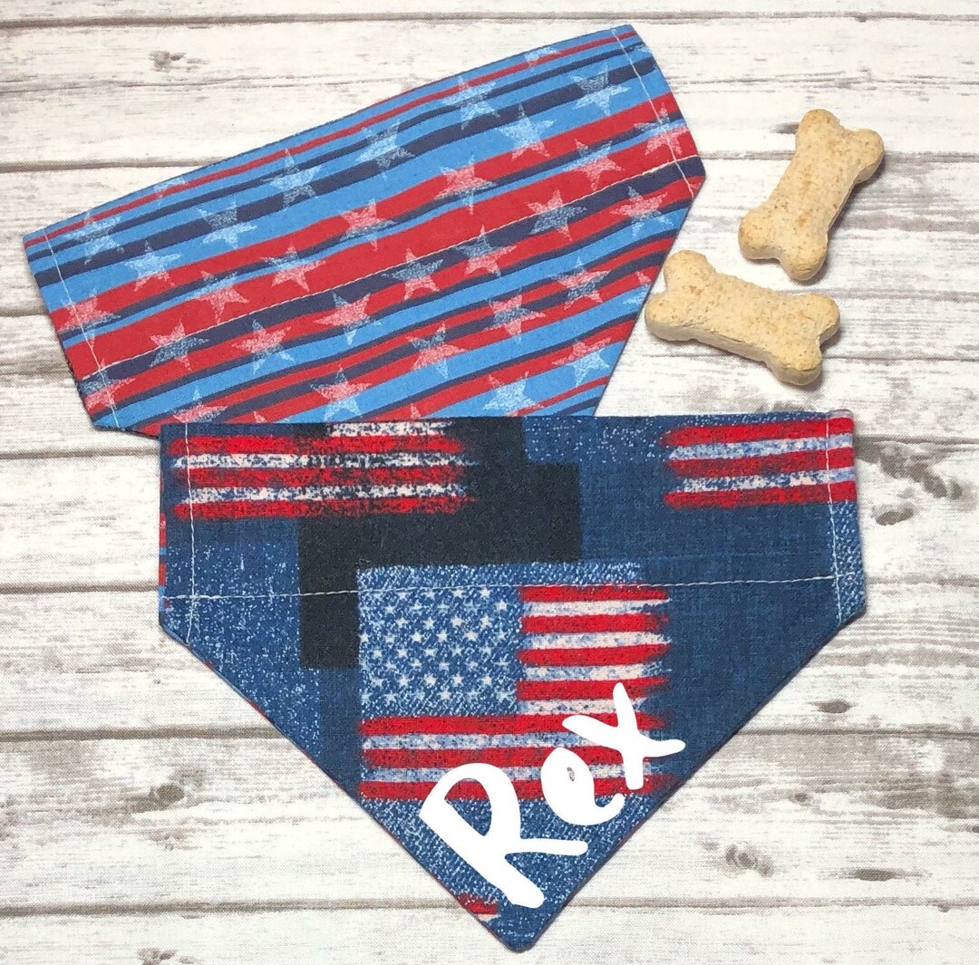 Patriotic Dog Bandana, Fourth of July Dog Bandana, Reversible, Slide on ...