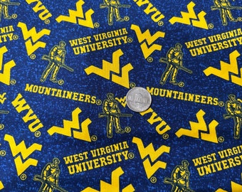 West Virginia Mountaineers state Map Fabric by the Half Yard - Etsy