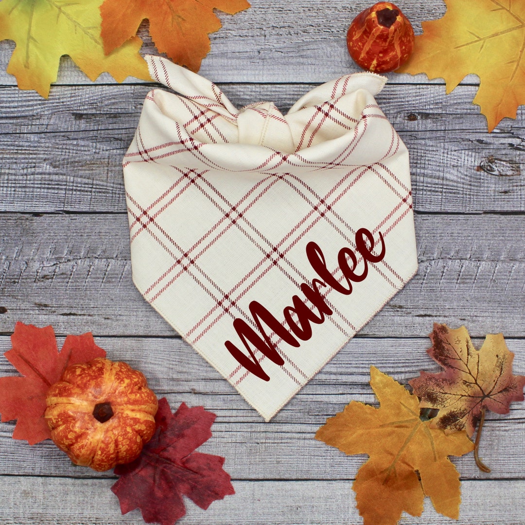 Fall Plaid Dog Bandana Autumn Dog Bandana Burgundy and - Etsy