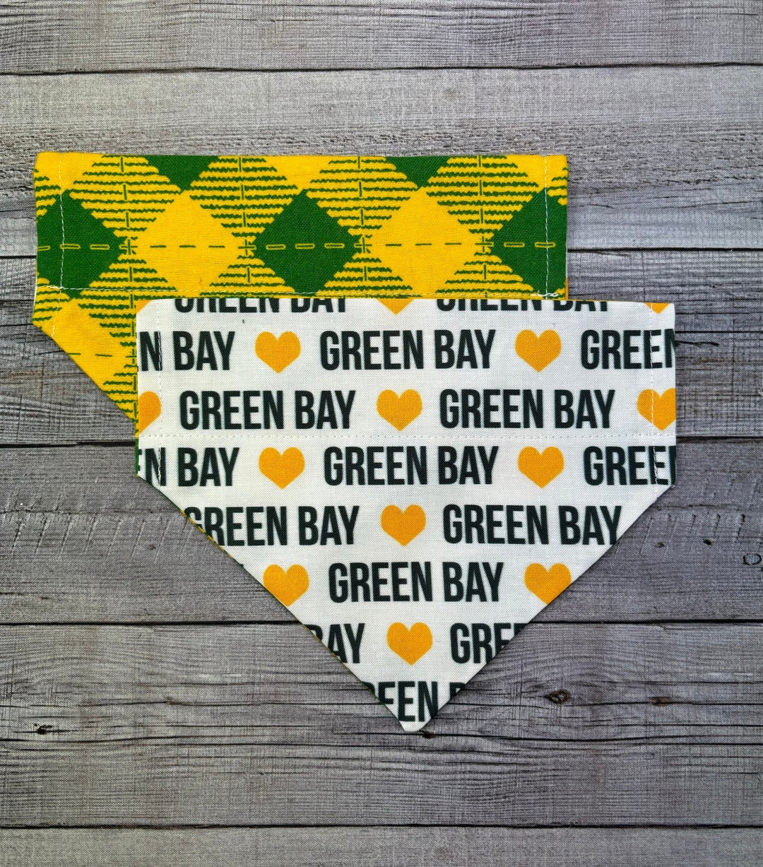 Green Bay Packers Dog Bandana, Green Bay Football, Reversible, Slide on ...