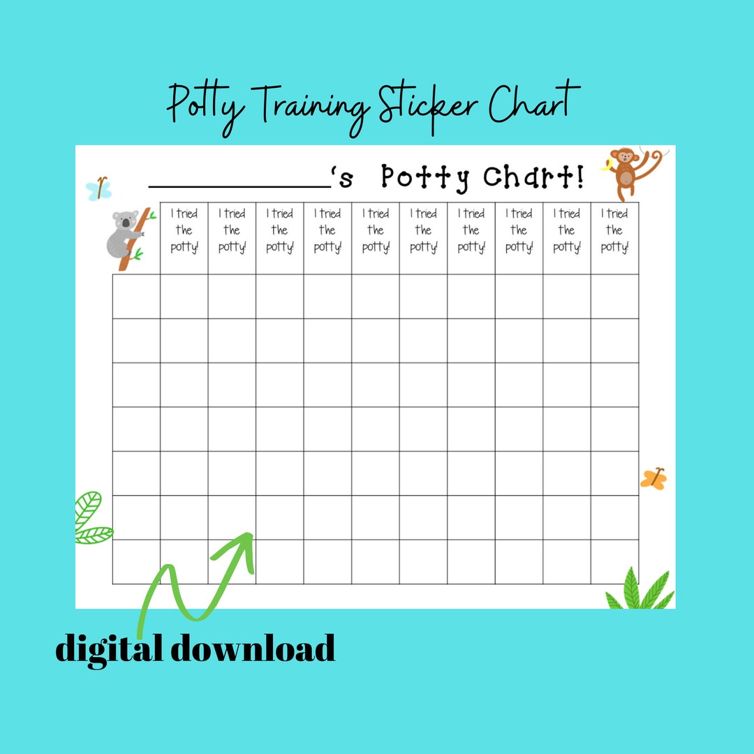 Potty Training Sticker Chart, Jungle Theme, Animal Theme, Potty ...