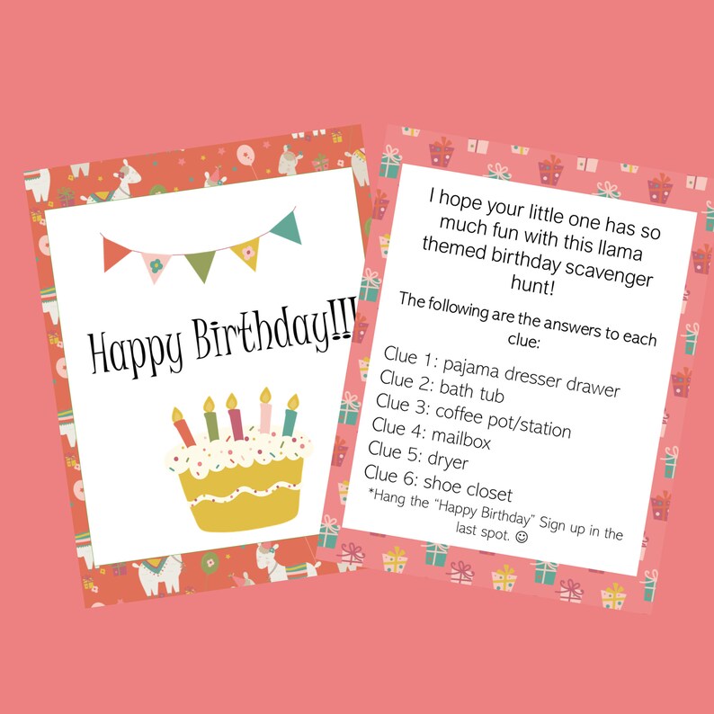Birthday Scavenger Hunt, Clue Cards, Kids, Toddlers, Scavenger Hunt ...