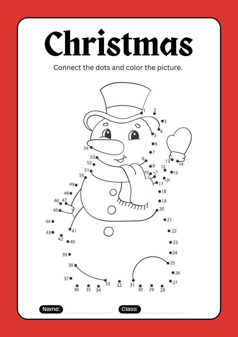 Christmas Connect the Dots and Color - Etsy