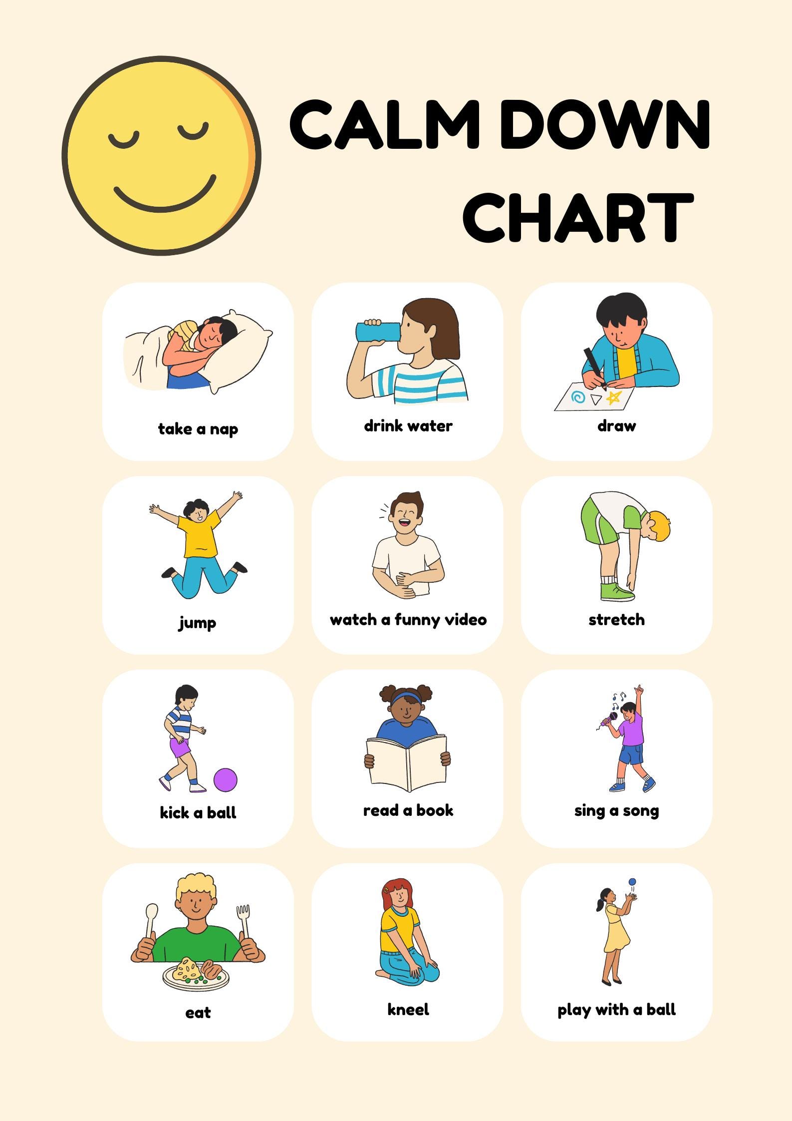 Calm Down Chart for ADHD & Autism Support - Etsy