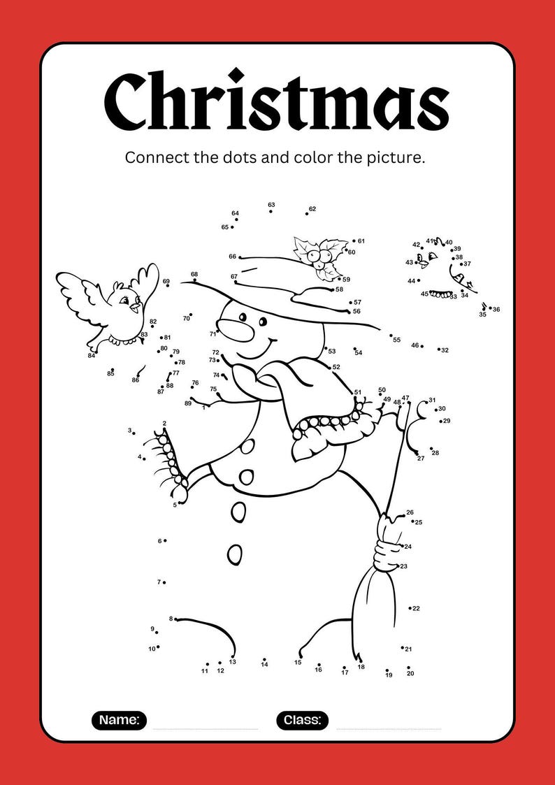 Christmas Connect the Dots and Color - Etsy