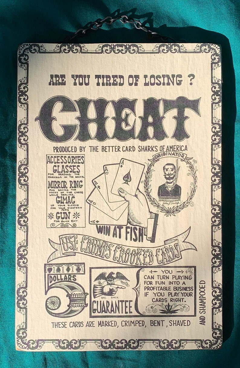 Cheat Playing Cards Hanging Wall Sign - Etsy