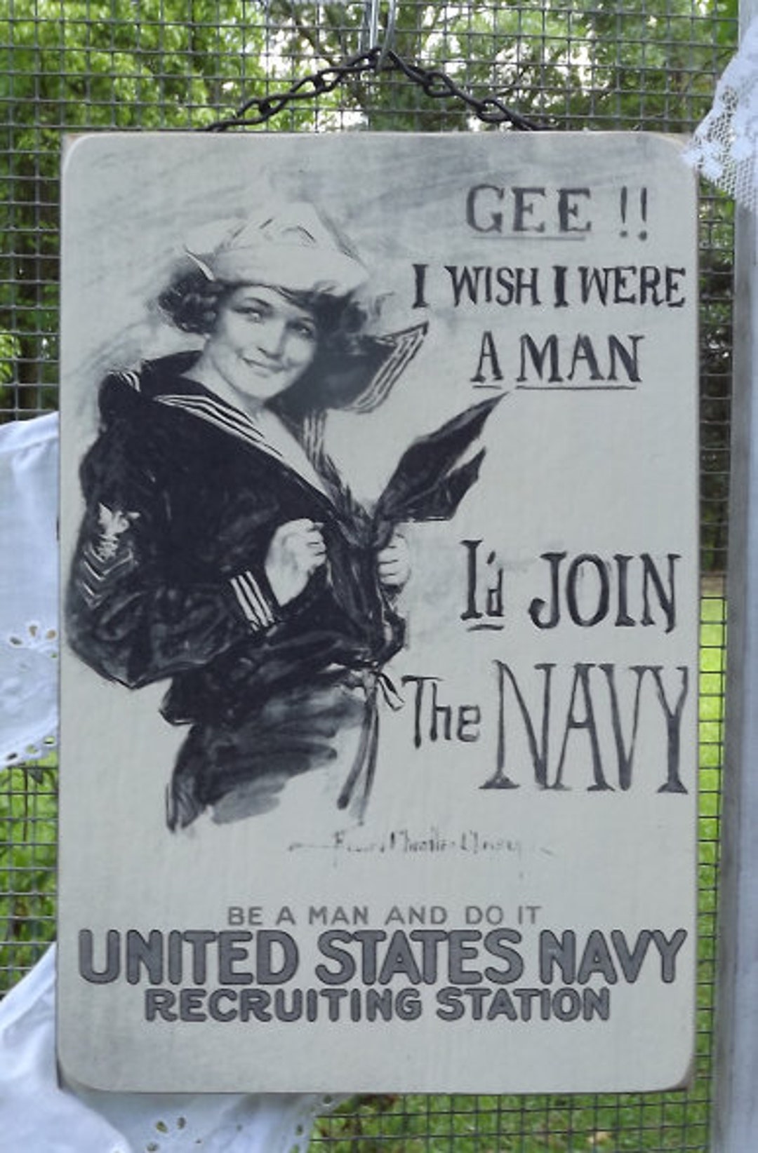 Navy Recruiting Poster on Hanging Wall Sign - Etsy