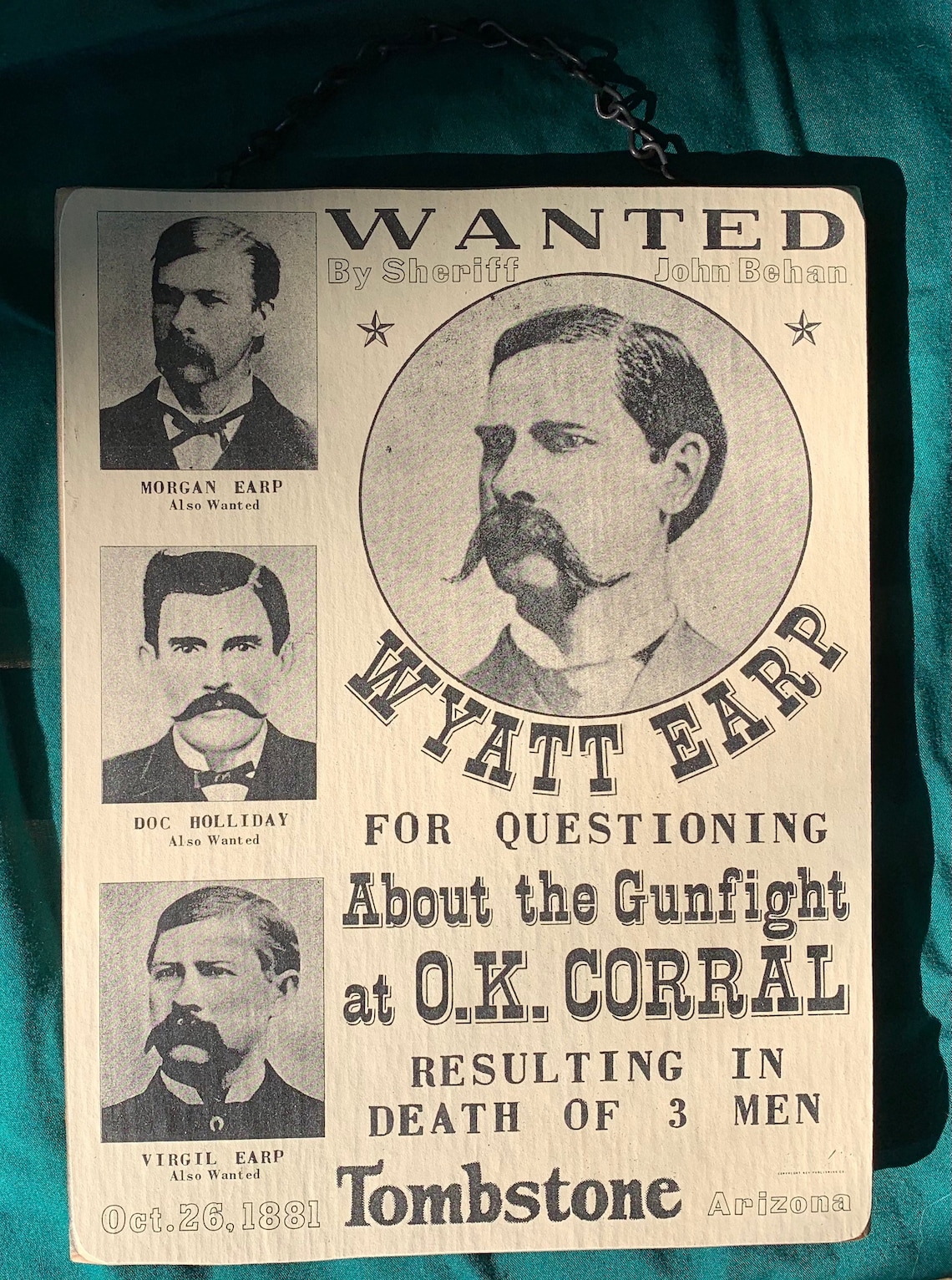 Wyatt Earp and the Gunfight at O.K. Corral HANDMADE Hanging - Etsy