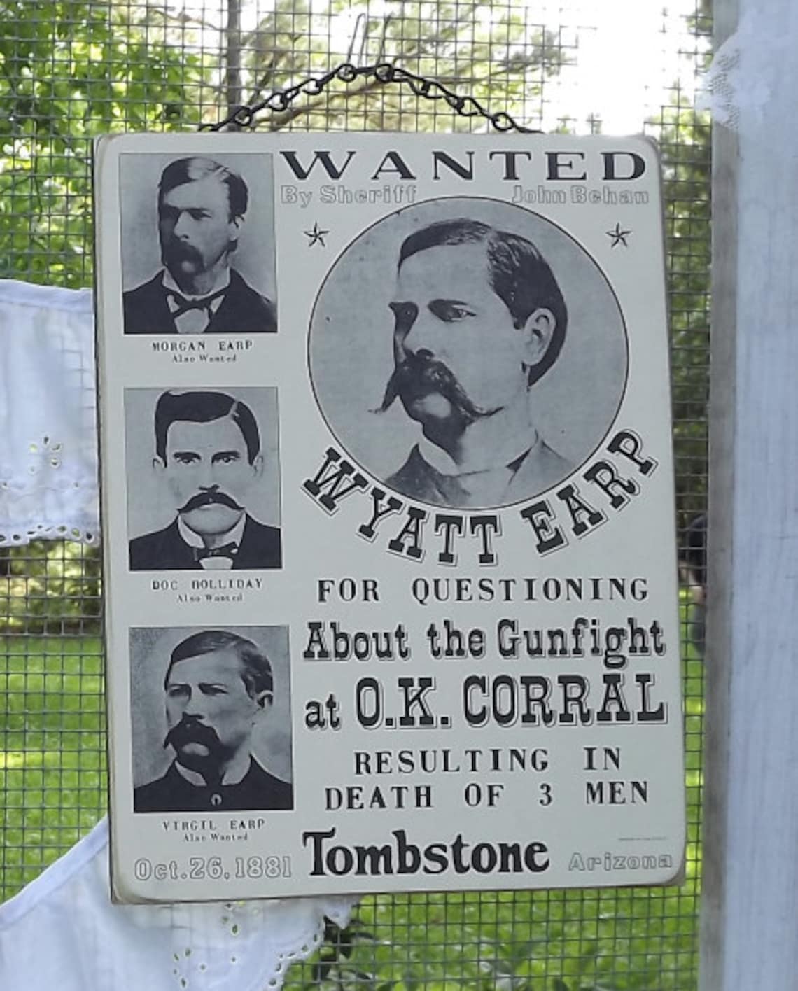 Wyatt Earp and the Gunfight at O.K. Corral HANDMADE Hanging - Etsy