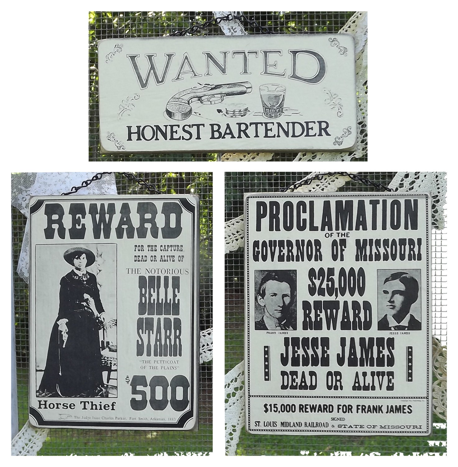 6-piece Western Bar & Wanted Posters on Hanging Wall Signs - Etsy