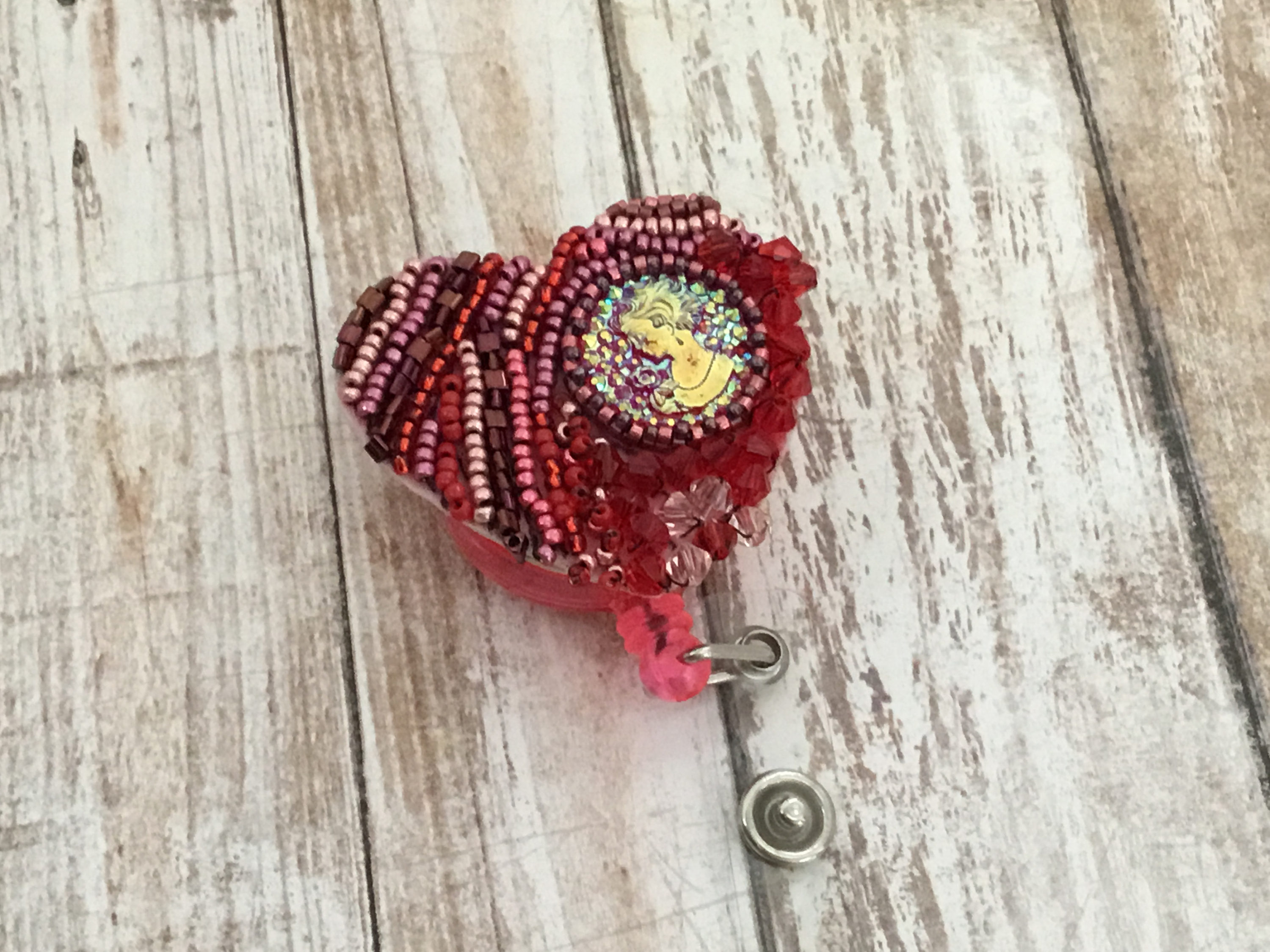Valentines Badge Reel Custom Badge Reel-bead Embroidered - Etsy UK