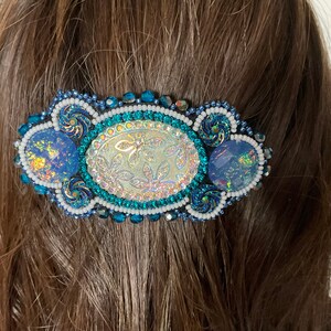 Barrette -blue White Barrette - Blue Barrette- Hair Clip- Hair Jewelry ...