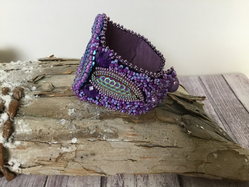 Bead Embroidered Bracelet Boho Beaded Cuff Bead Embroidery | Etsy