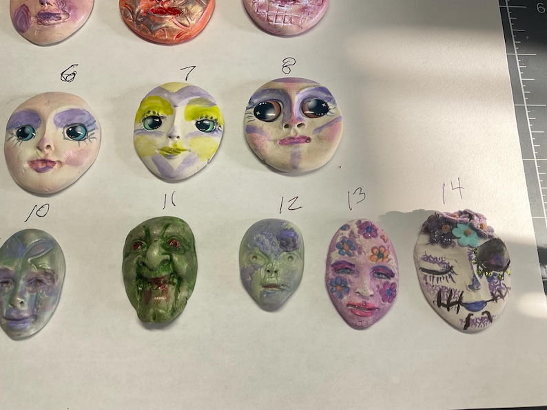 Handmade Polymer Clay Face Cabochons: Painted Faces for Doll Making - Etsy