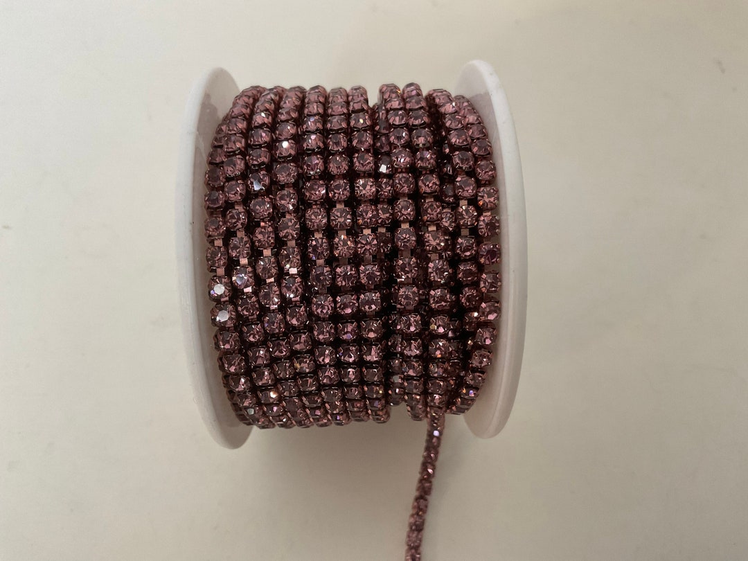 Rose Pink Cup Chain for Embroidery/ 3mm Crystal Cup Chain for Jewelry ...