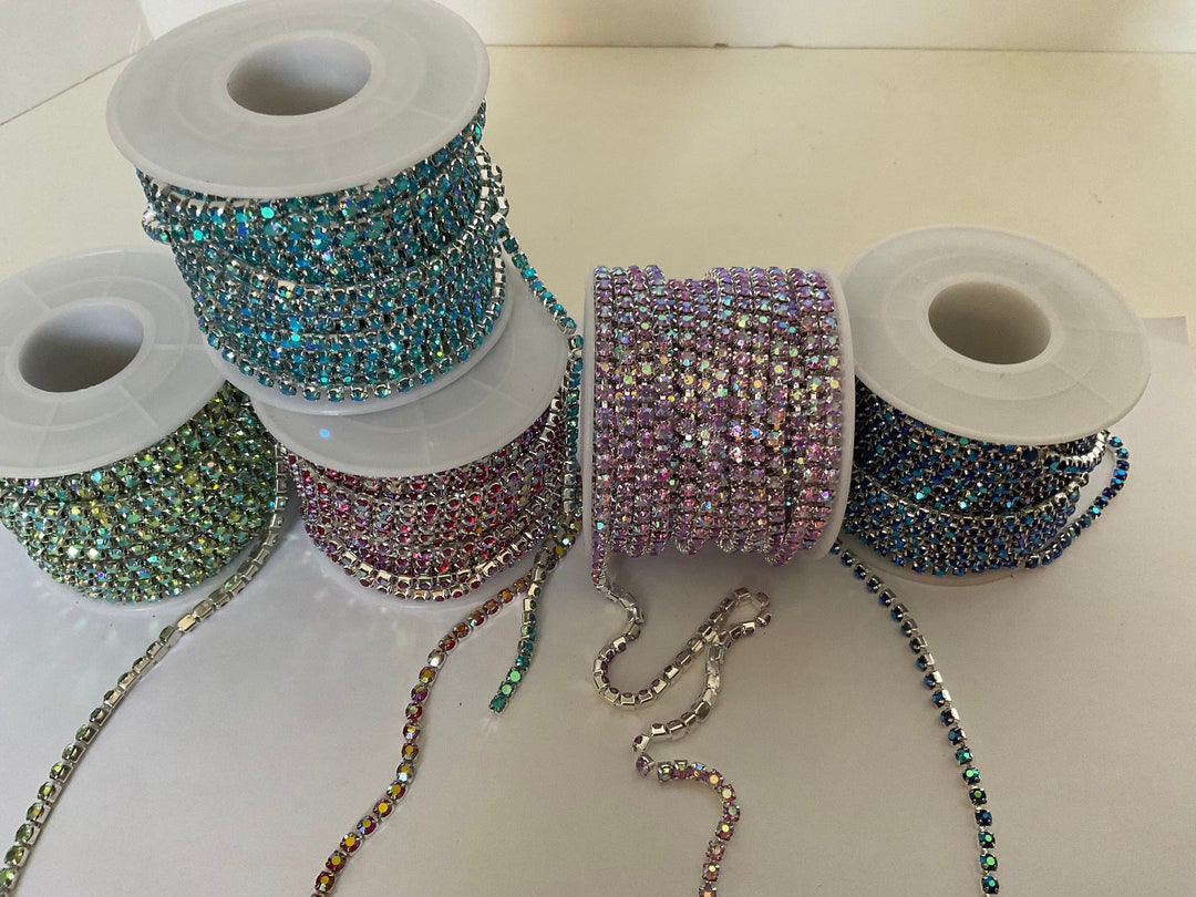 Assorted Colors of AB Cup Chain for Embroidery/ 3mm Crystal Cup Chain ...