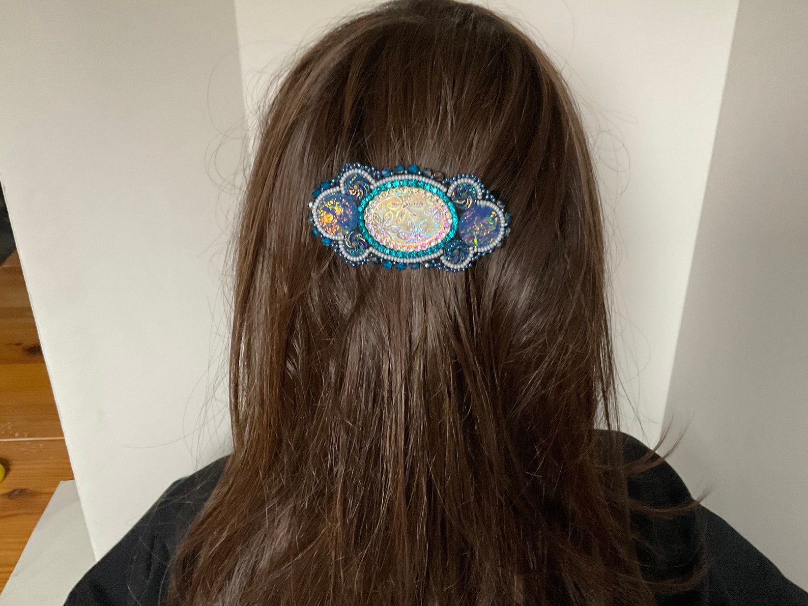 Barrette blue White Barrette Blue Barrette Hair Clip Hair | Etsy