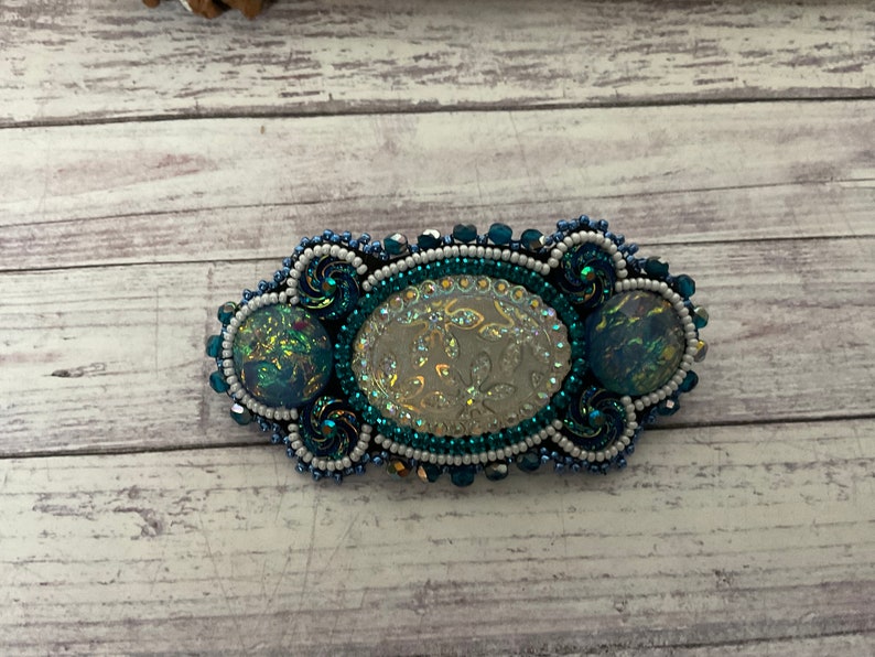 Barrette blue White Barrette Blue Barrette Hair Clip Hair | Etsy