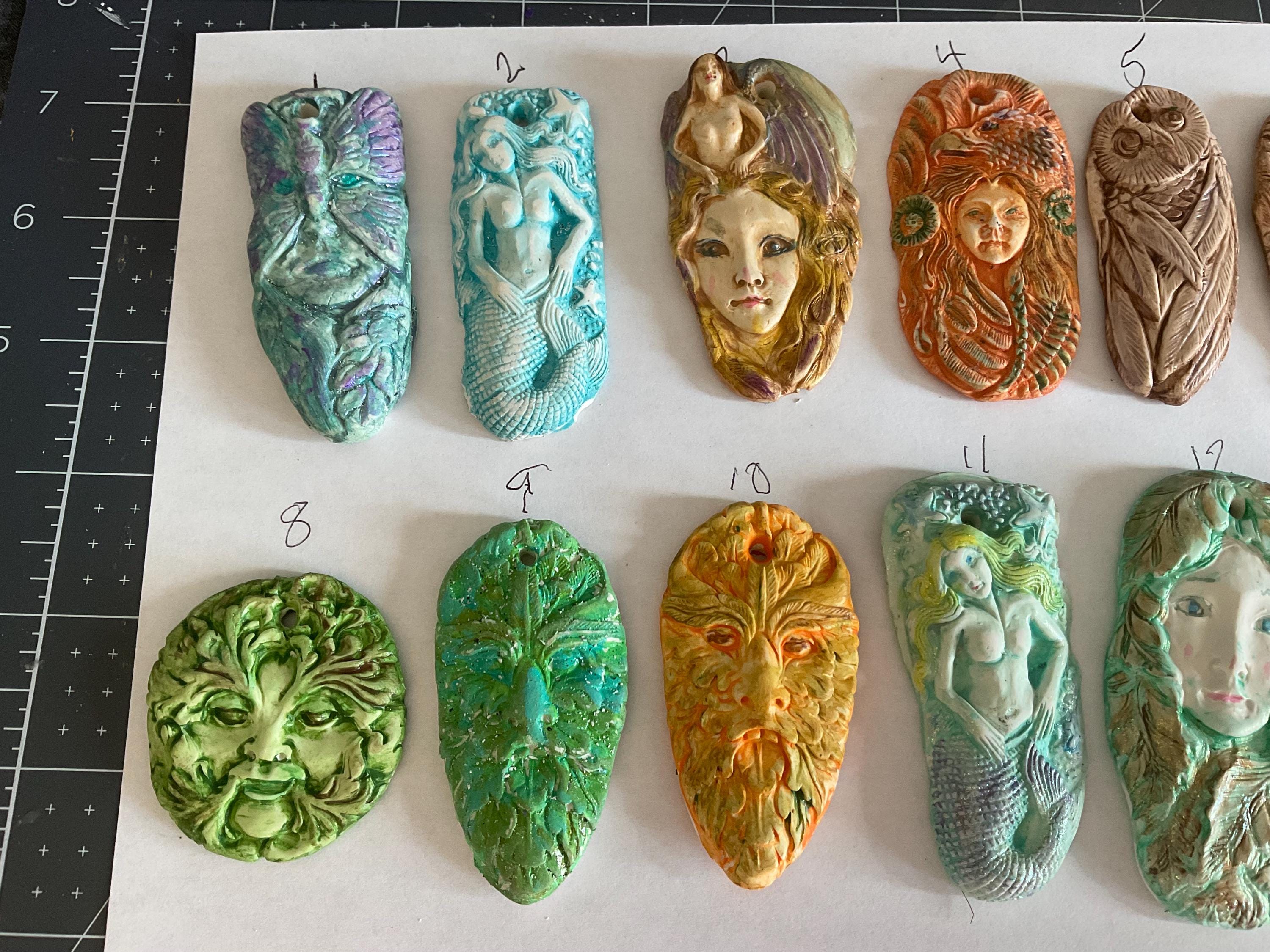 Painted Face Cabochons With Holes: Polymer Clay Goddess Pendants - Etsy