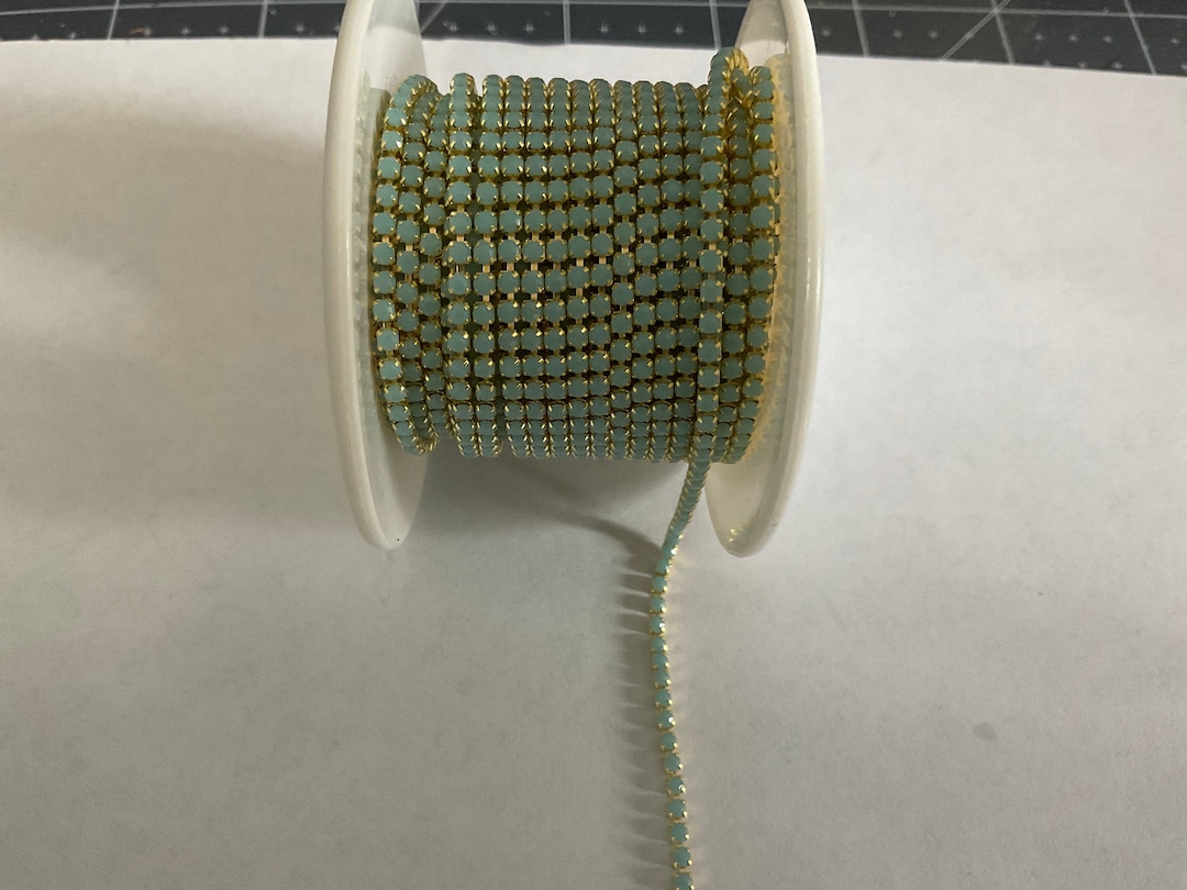Gold and Light Blue 2mm Cup Chain: Jewelry and Embroidery Embellishment ...