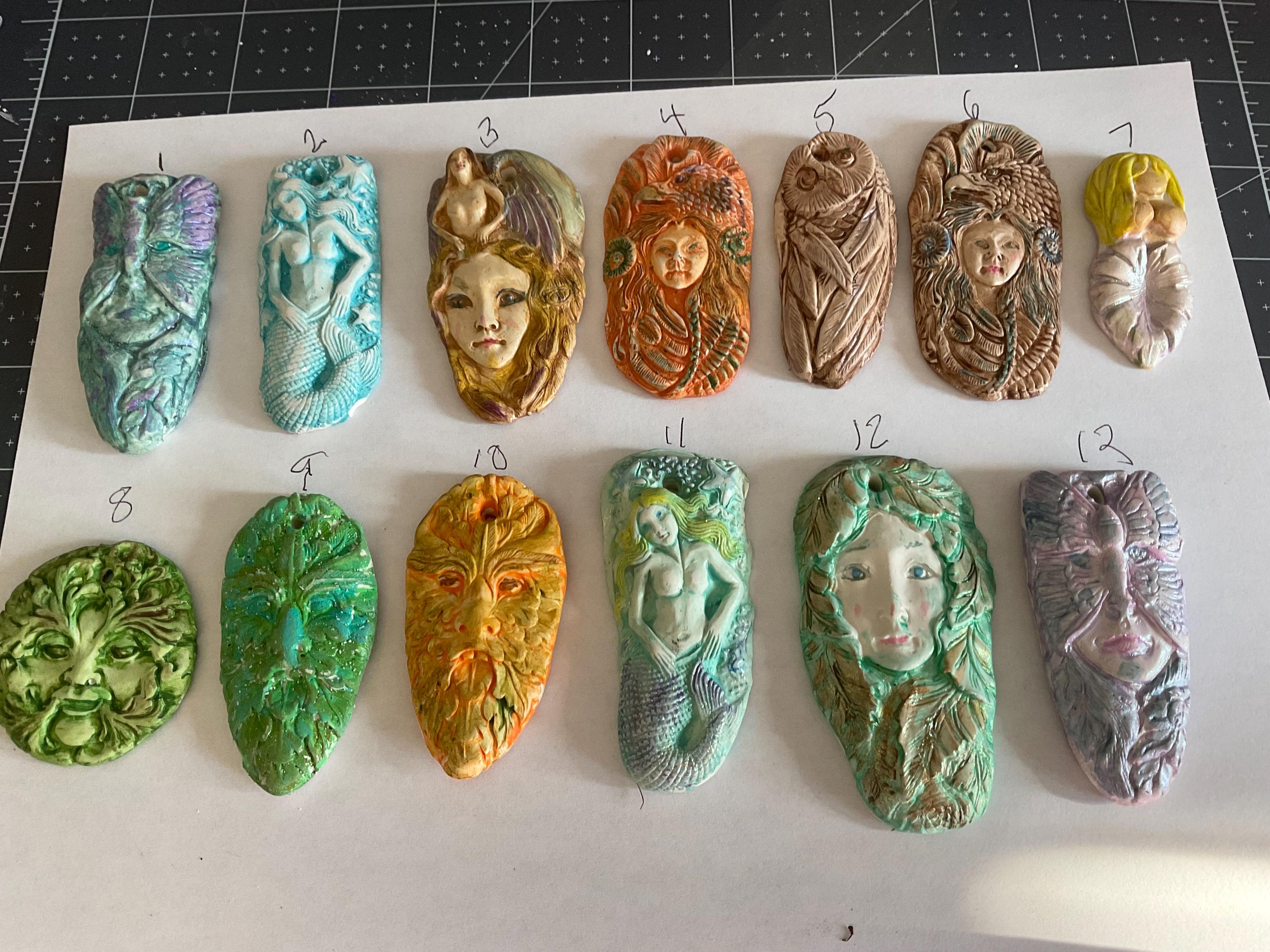 Painted Face Cabochons With Holes: Polymer Clay Goddess Pendants - Etsy