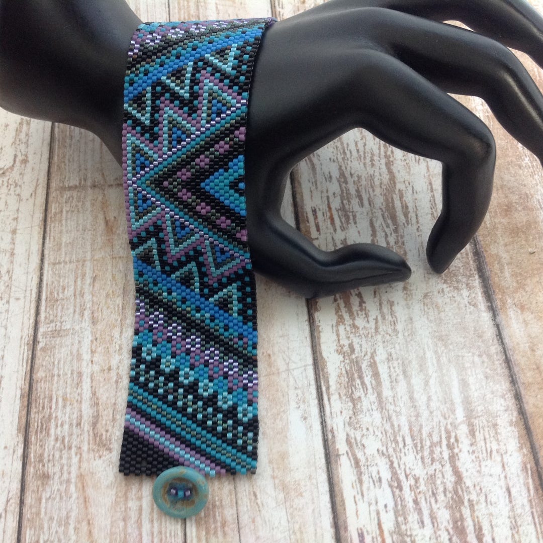 Peyote Bracelet, Geometric , Peyote Stitched Bracelet, Handmade ...
