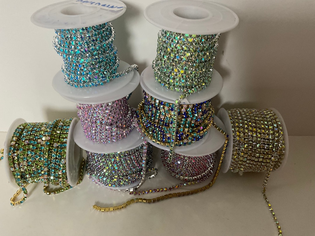 Assorted Colors of AB Cup Chain for Embroidery/ 3mm Crystal Cup Chain ...