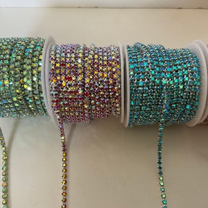 Assorted Colors of AB Cup Chain for Embroidery/ 3mm Crystal Cup Chain ...