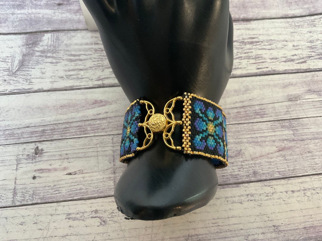 Peyote Cuff Bracelet, Beautiful Peyote Bracelet, Peyote Stitched ...