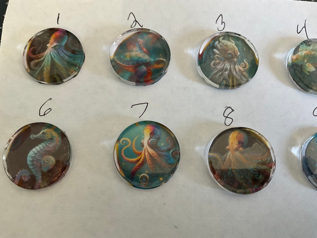 Sea Life Cabochons/ 1” 25mm Round Cabochons/ for Crafts/ Jewelry Making ...