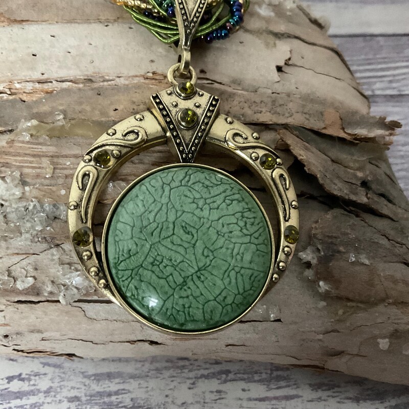 Green Stone Pendant - Etsy