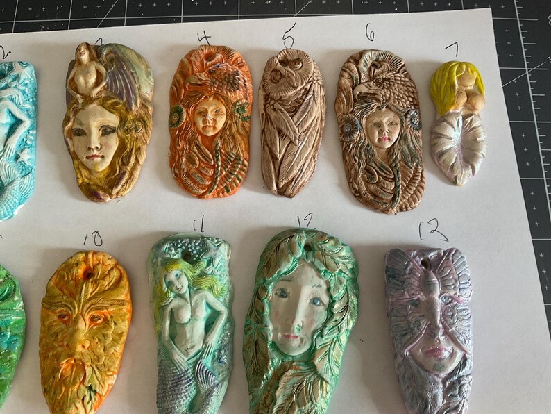 Painted Face Cabochons With Holes: Polymer Clay Goddess Pendants - Etsy