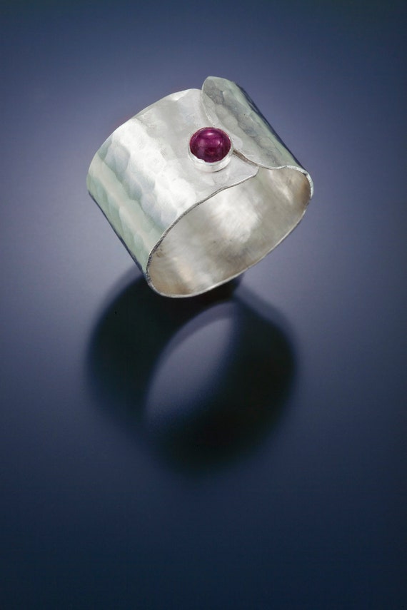 Sterling Silver Custom Birch Leaf Ring With Gemstone Nordic | Etsy