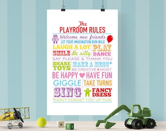 Playroom Rules Printable Poster Multi-coloured. Instant | Etsy