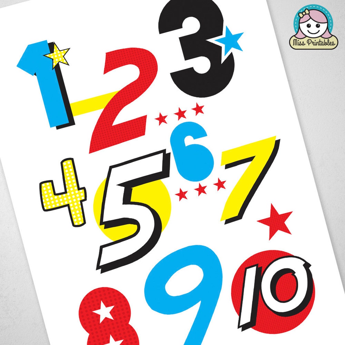 Numbers SUPERHERO INSPIRED Printable. 1-10 Numbers in a Comic Book ...