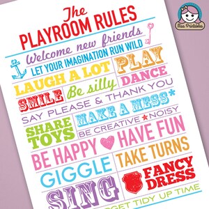 Playroom Rules Printable Poster Multi-coloured. Instant Download ...