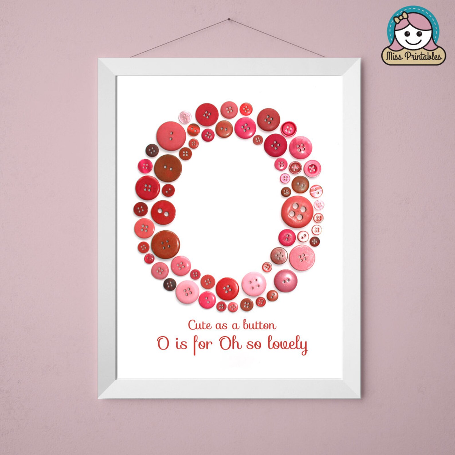 Monogram Letter O Printable Cute Button Art - O is for Oh so Lovely ...